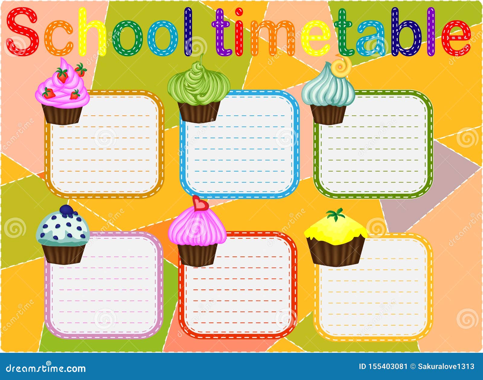 Template School Timetable for Students or Pupils with Days of Week and ...