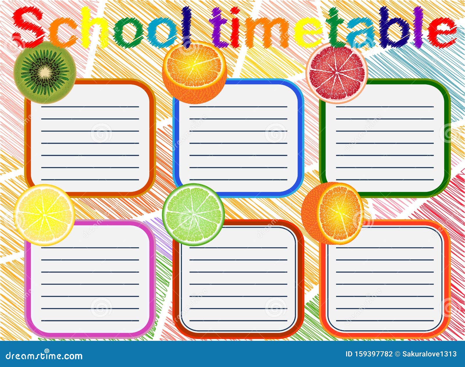 Template School Timetable for Students or Pupils with Days of Week and ...