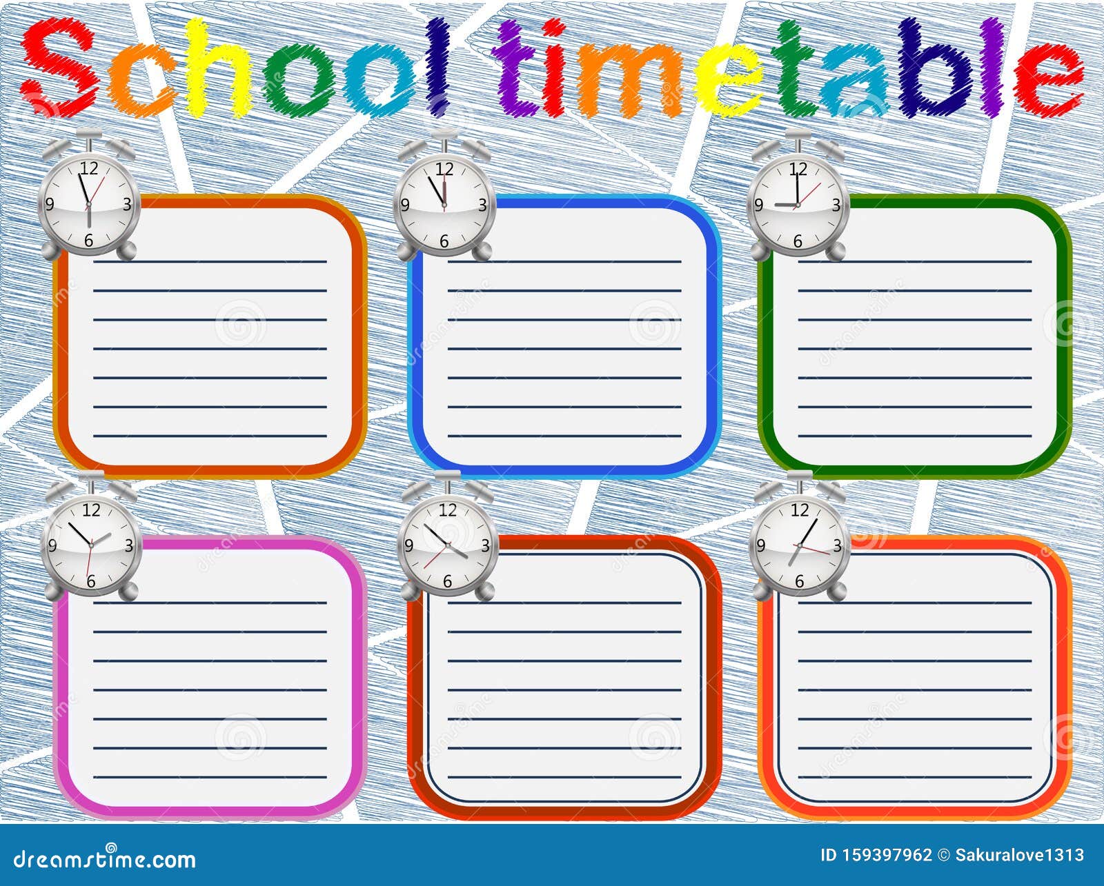 Template School Timetable for Students or Pupils with Days of Week and ...