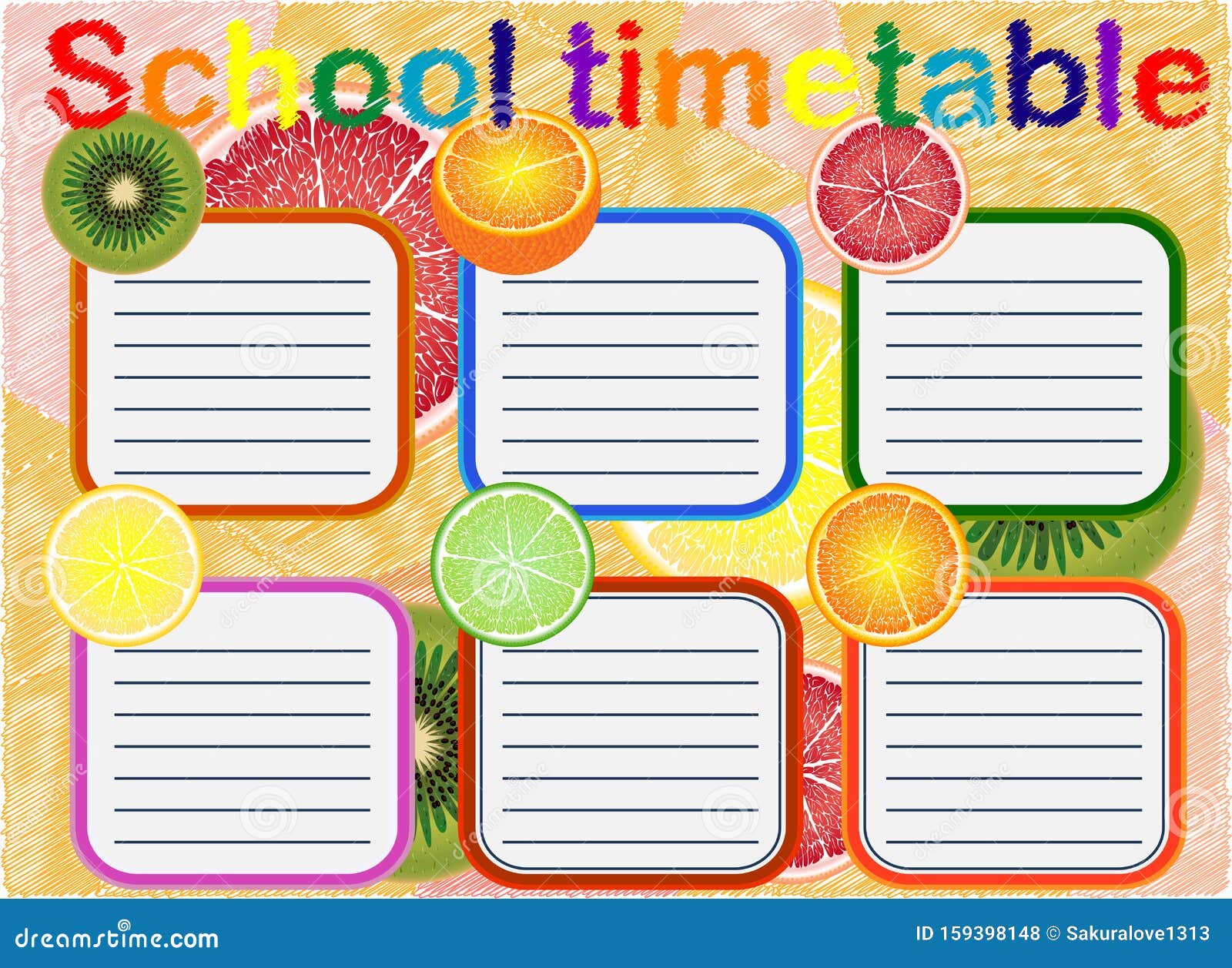 Template School Timetable for Students or Pupils with Days of Week and ...