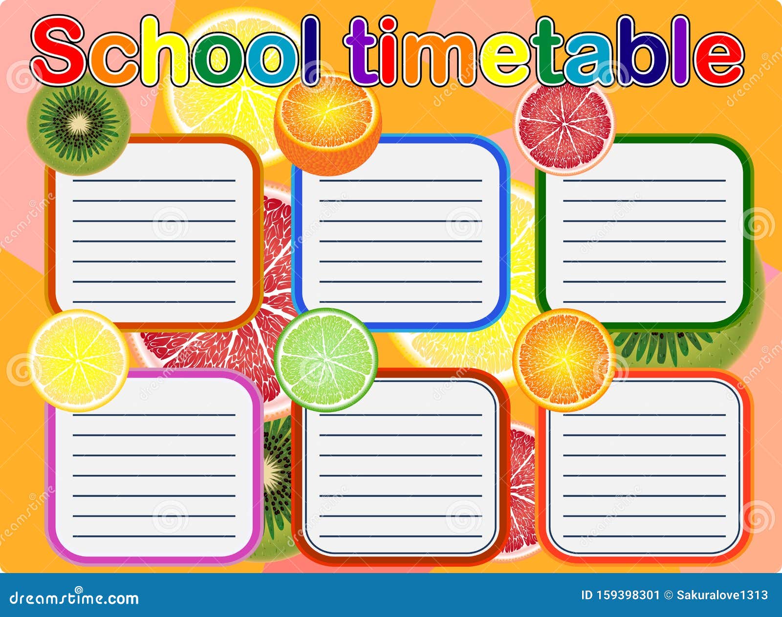Template School Timetable for Students or Pupils with Days of Week and ...