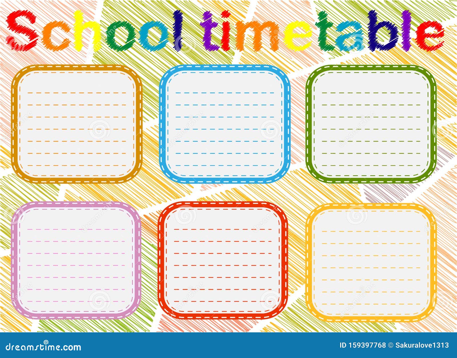 Template School Timetable for Students or Pupils with Days of Week and ...