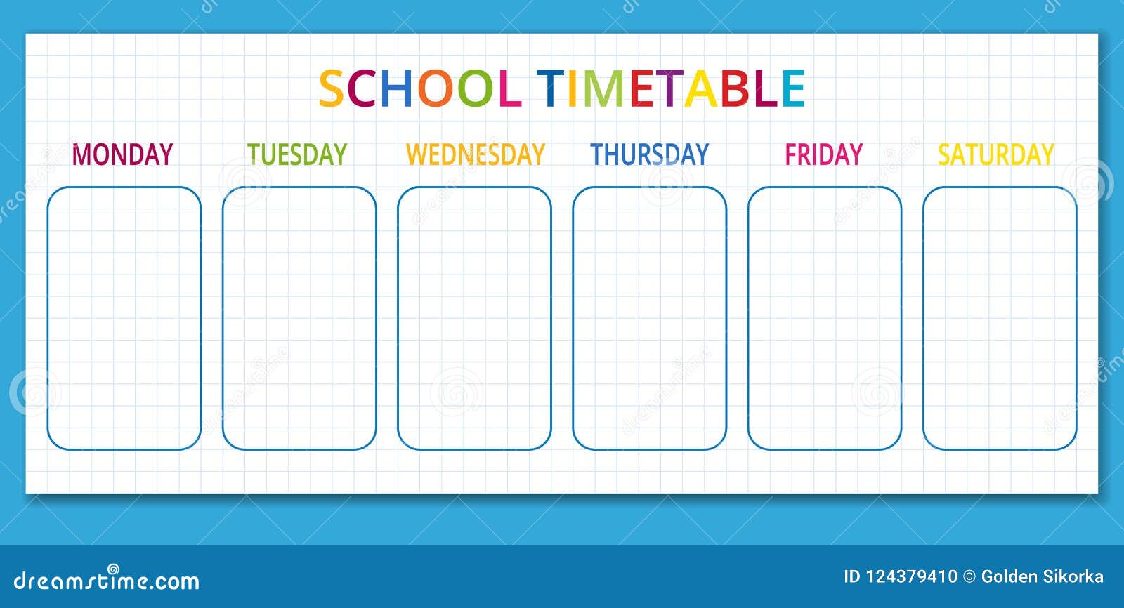 Template School Timetable For Students Vector Illustration ...