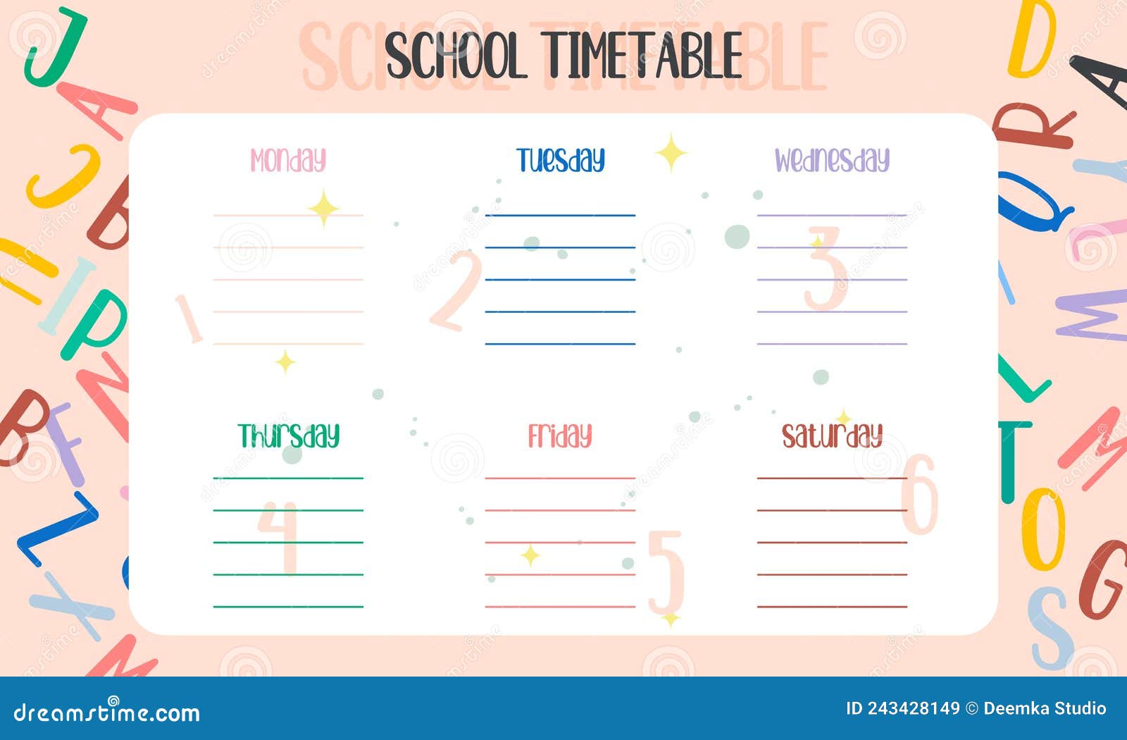 Template School Timetable for Students or Pupils Stock Illustration ...