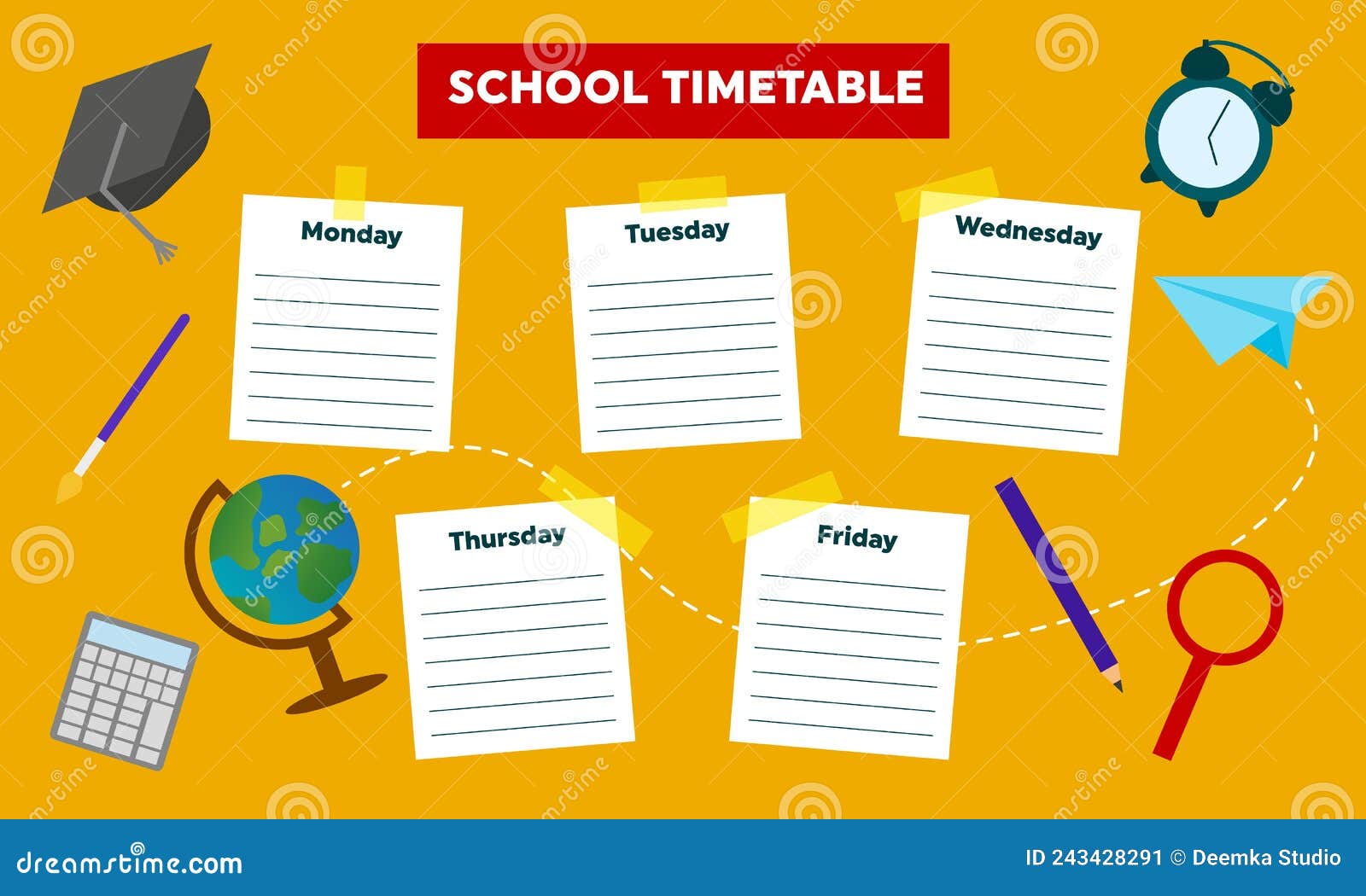 Template School Timetable for Students or Pupils Stock Vector ...