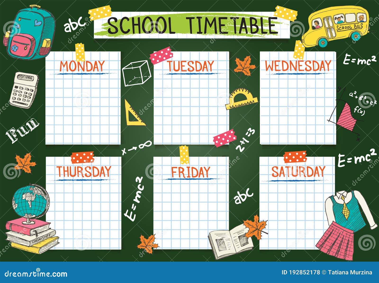 Template School Timetable for Students or Pupils. Vector Illustration ...