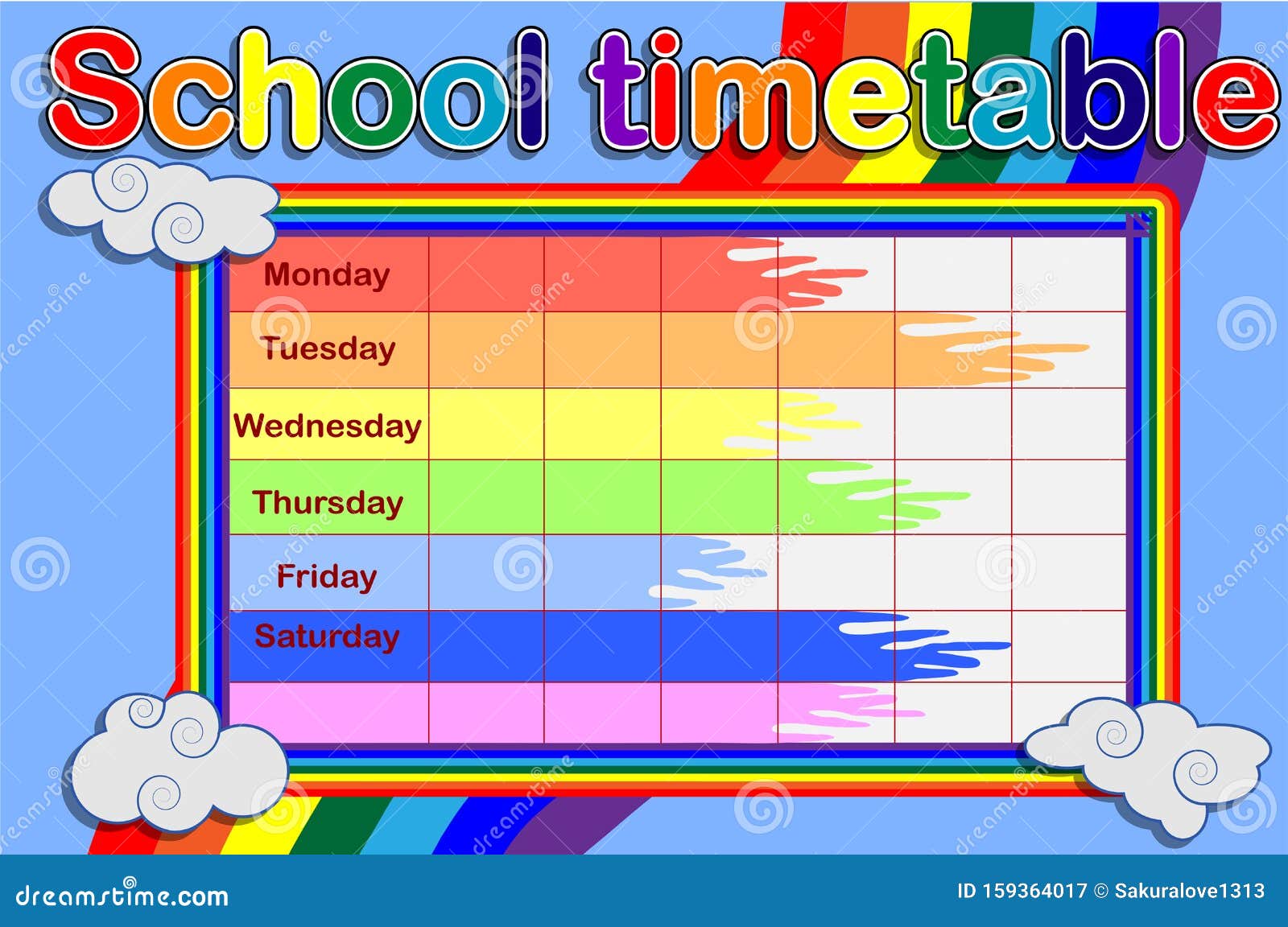 Template School Timetable for Students Stock Illustration ...