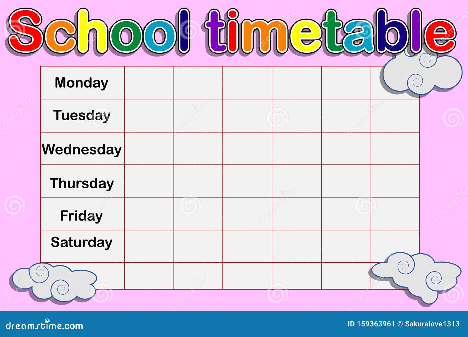 Template School Timetable for Students Stock Illustration ...