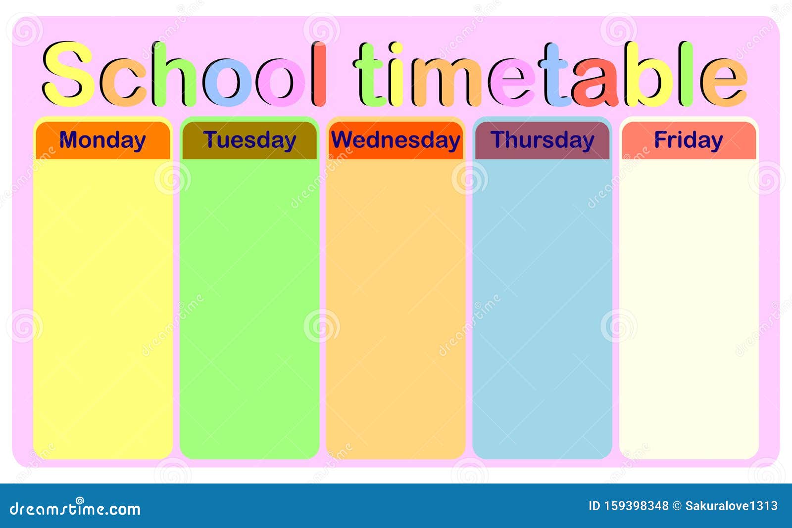 Template School Timetable for Students Stock Illustration ...