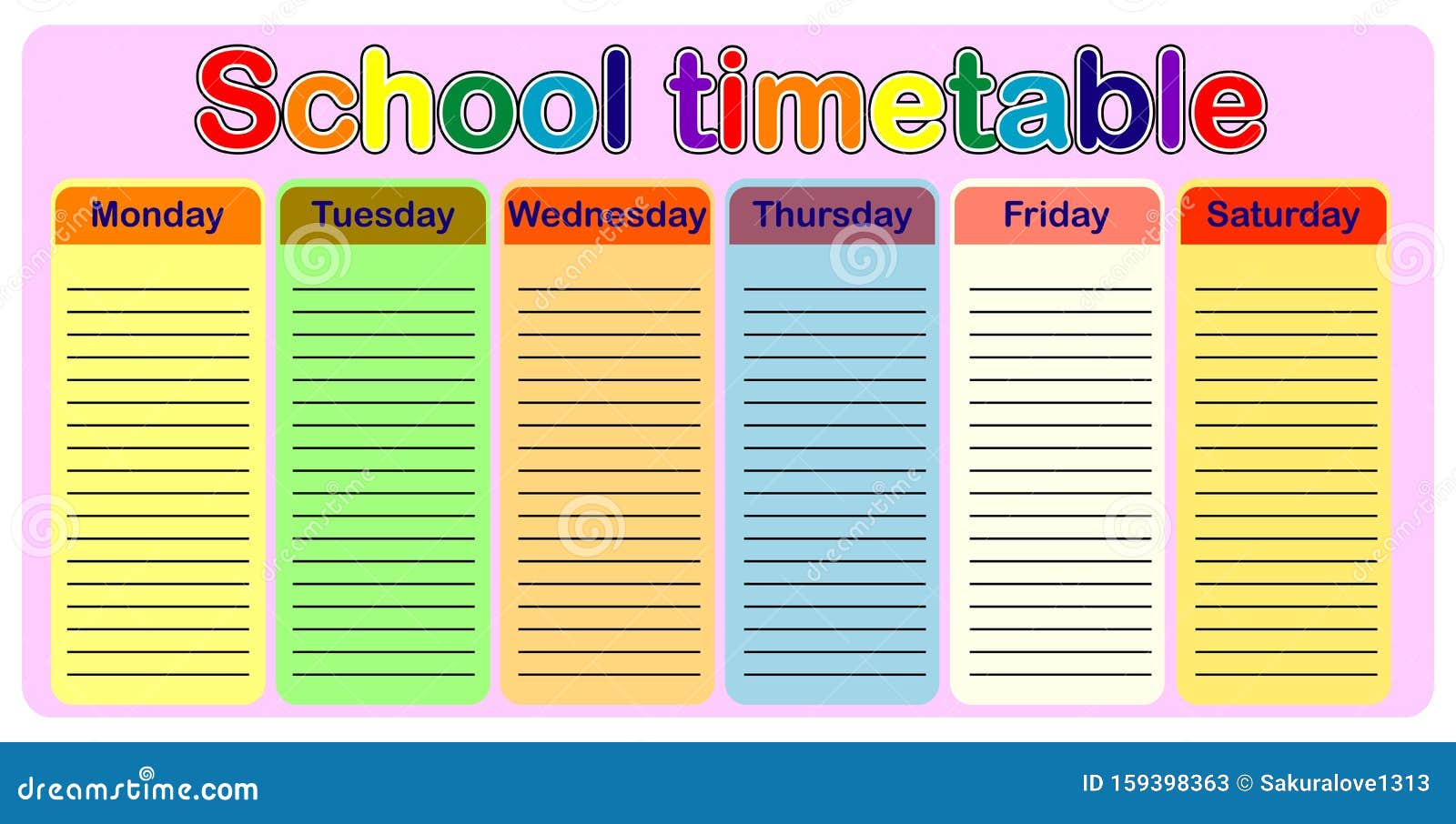 Template School Timetable for Students Stock Illustration ...