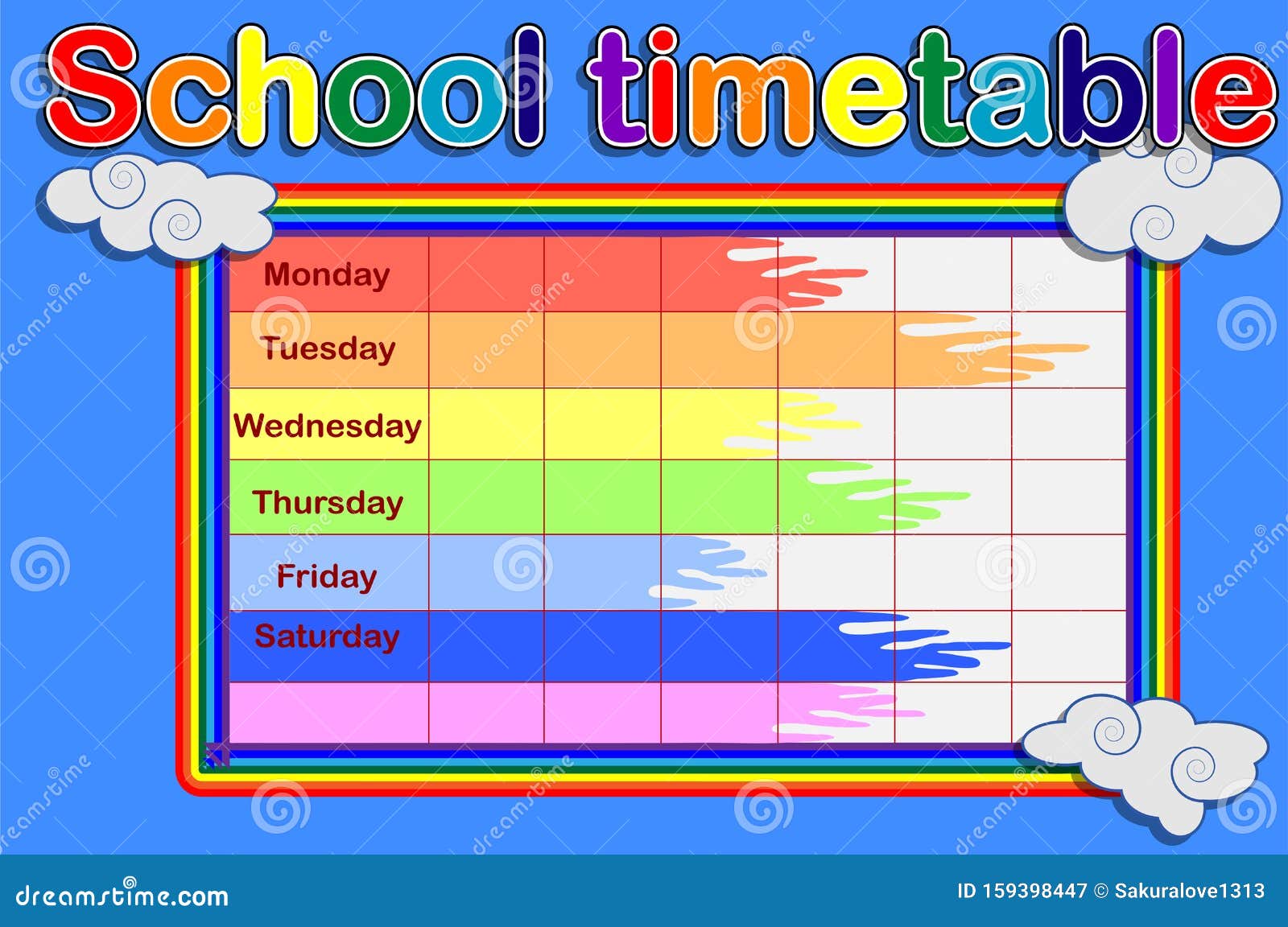 Template School Timetable for Students Stock Illustration ...