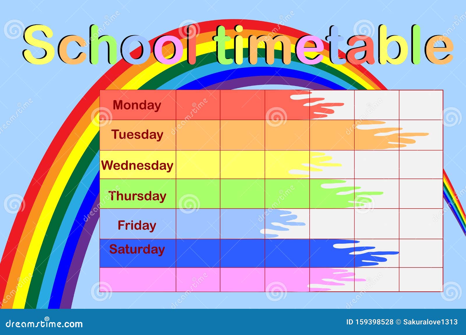 Template School Timetable for Students Stock Illustration ...