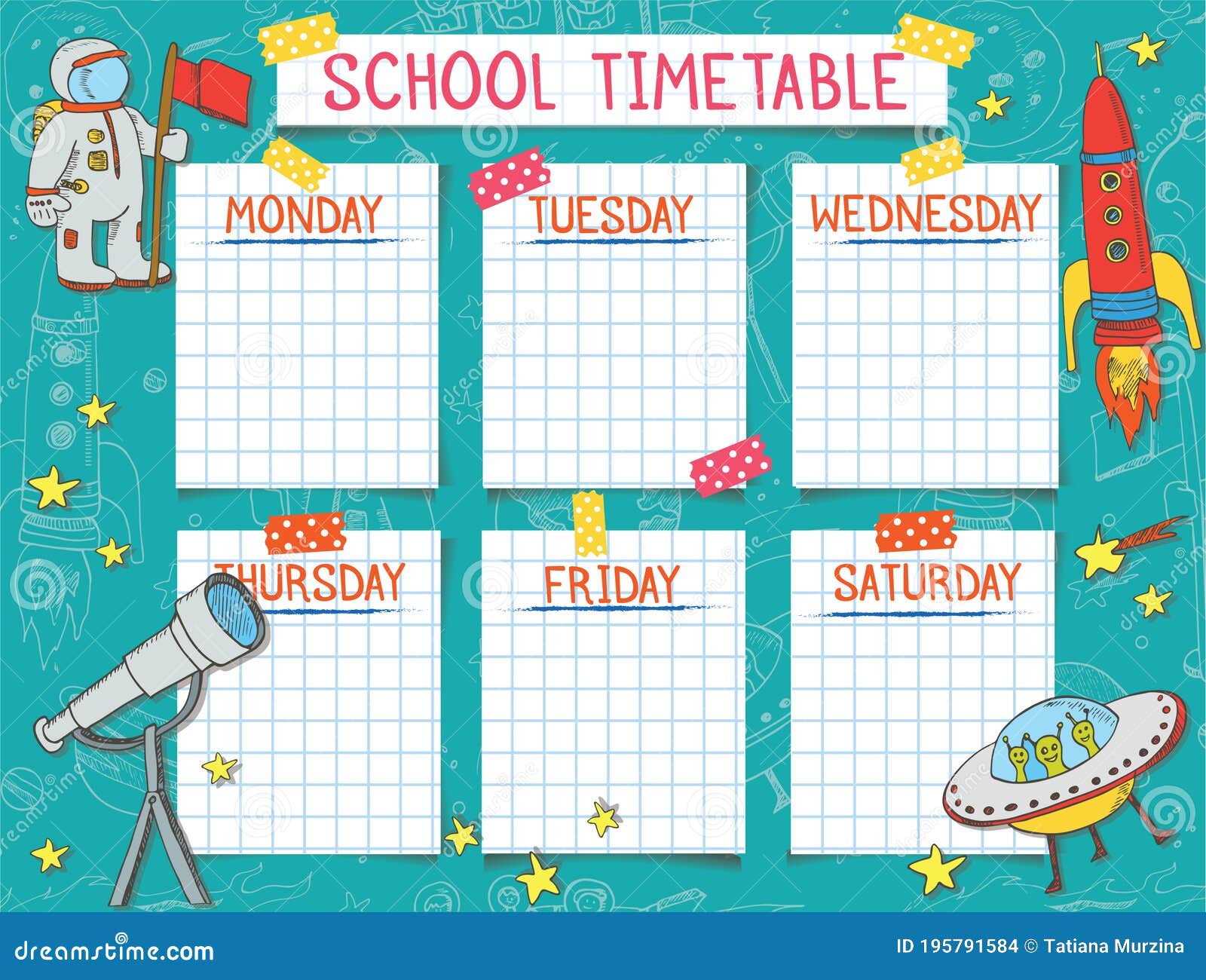 Template School Timetable for Students. Vector Illustration Includes ...