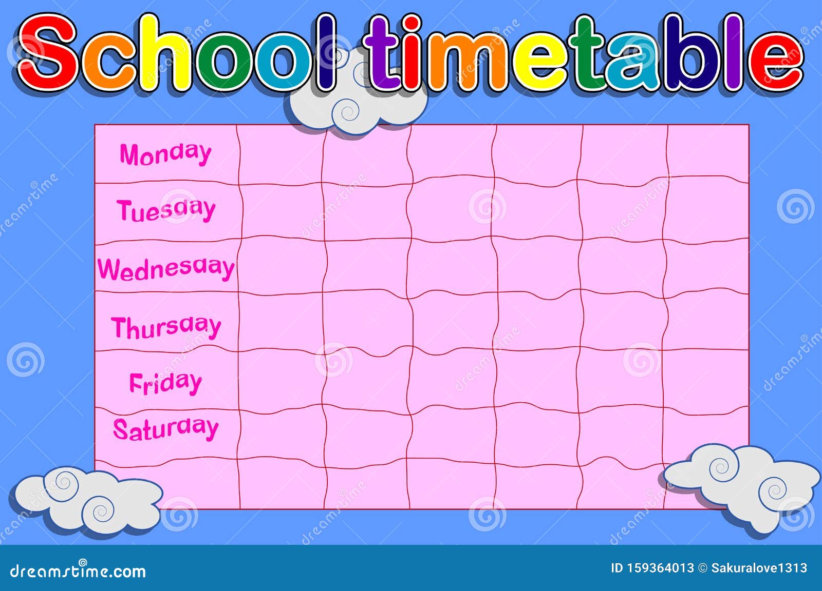 Template School Timetable for Students Stock Illustration ...