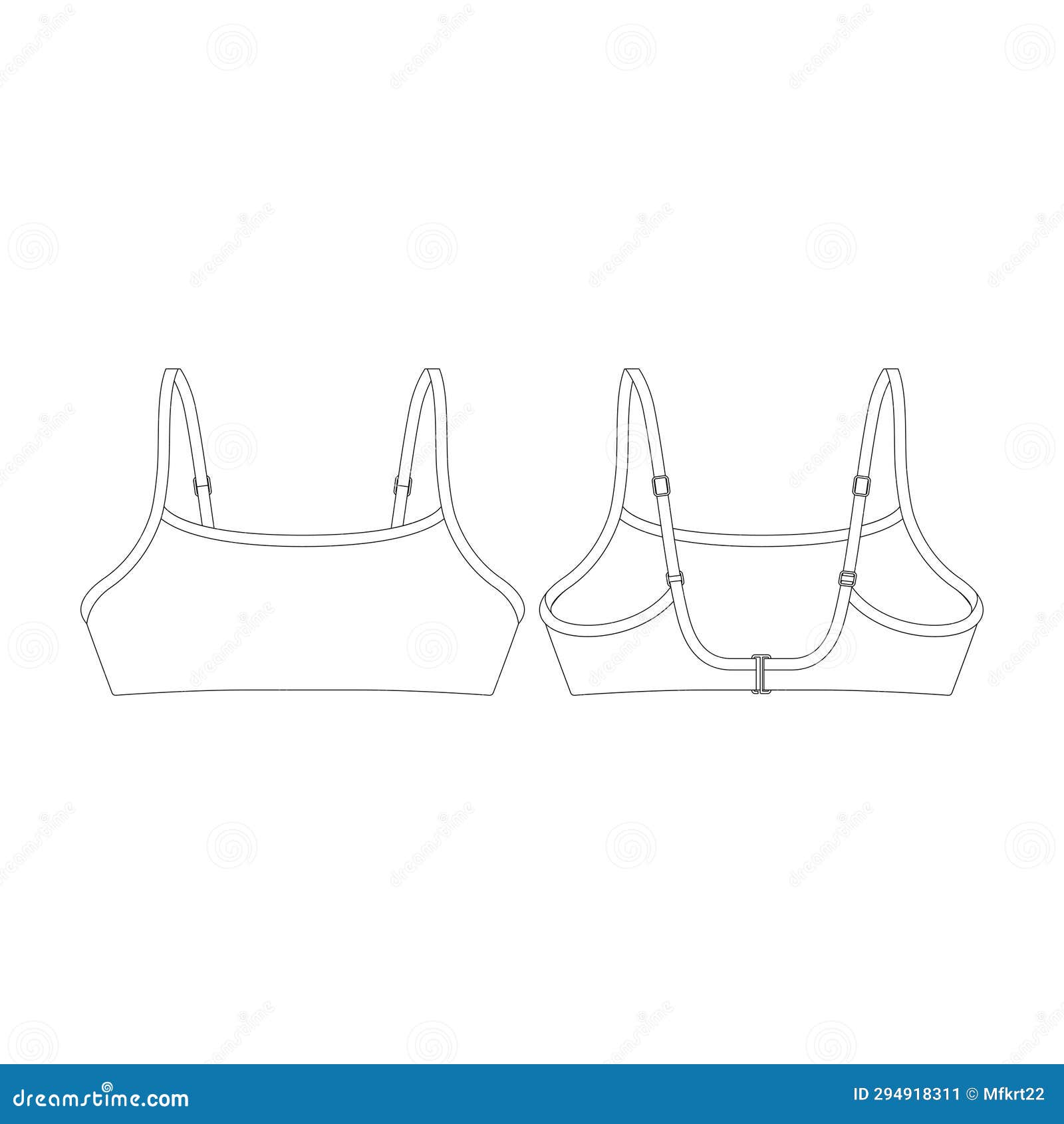 Template Scoop Bikini Top Vector Flat Design Outline Clothing Collection Stock Vector