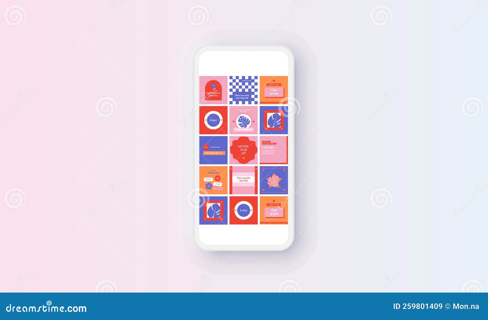 Template Screen Interface Application Posts for Social Media Stock ...