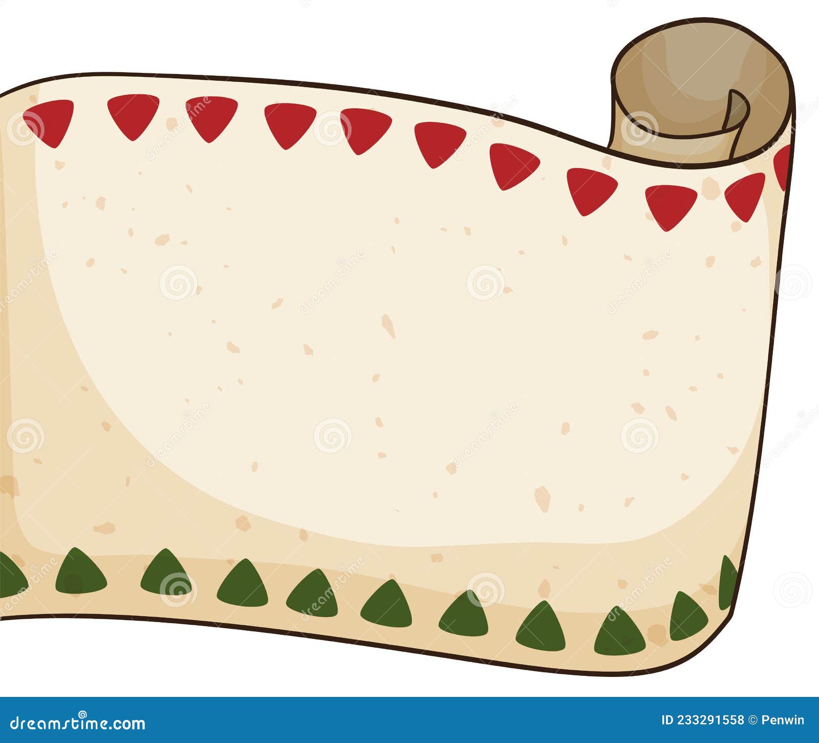 Template with Scroll Decorated with Green and Red Triangles, Vector ...