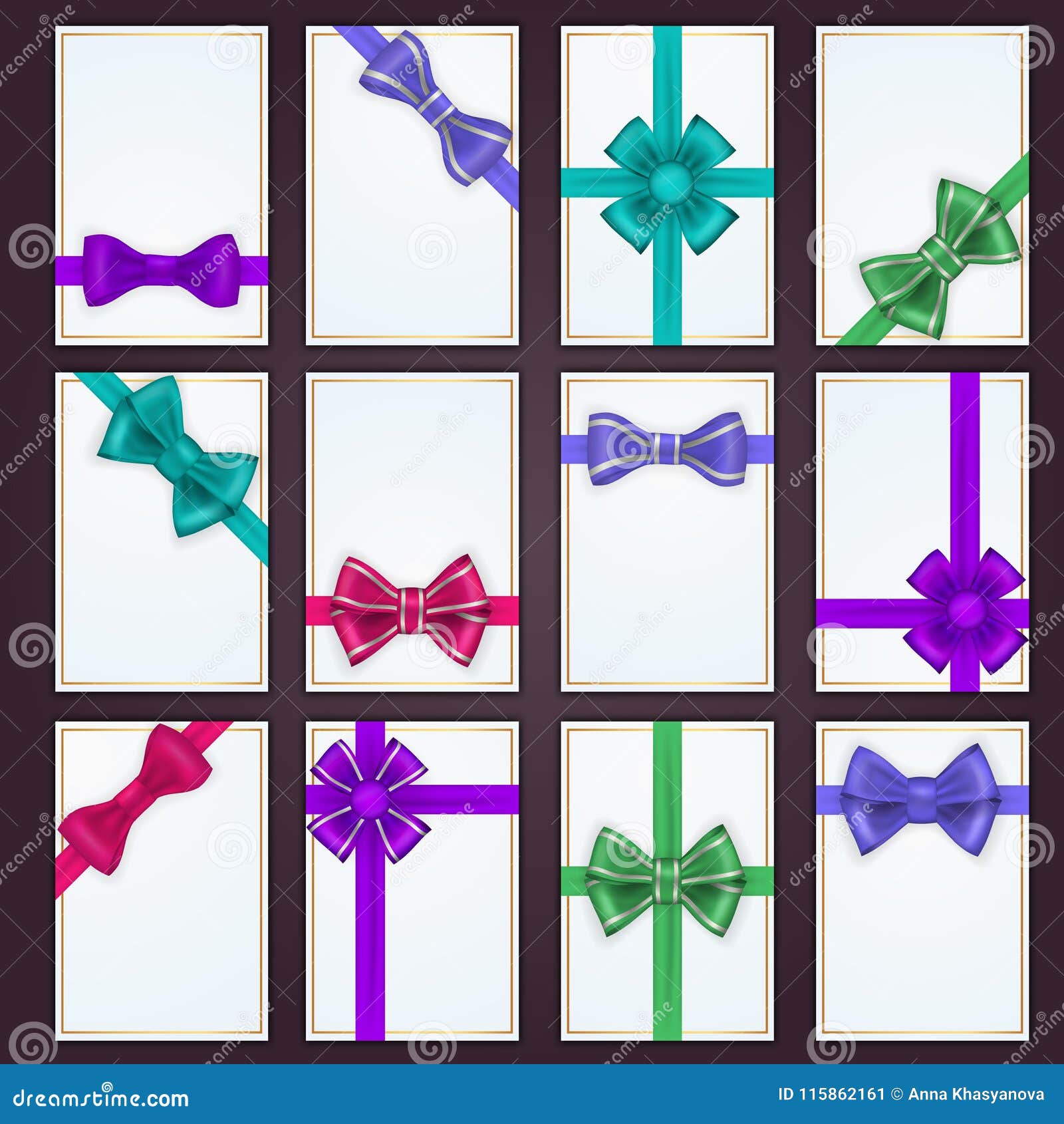 Template Set of Bow with Ribbon for a Banner, Poster, Flyer, Notebook ...