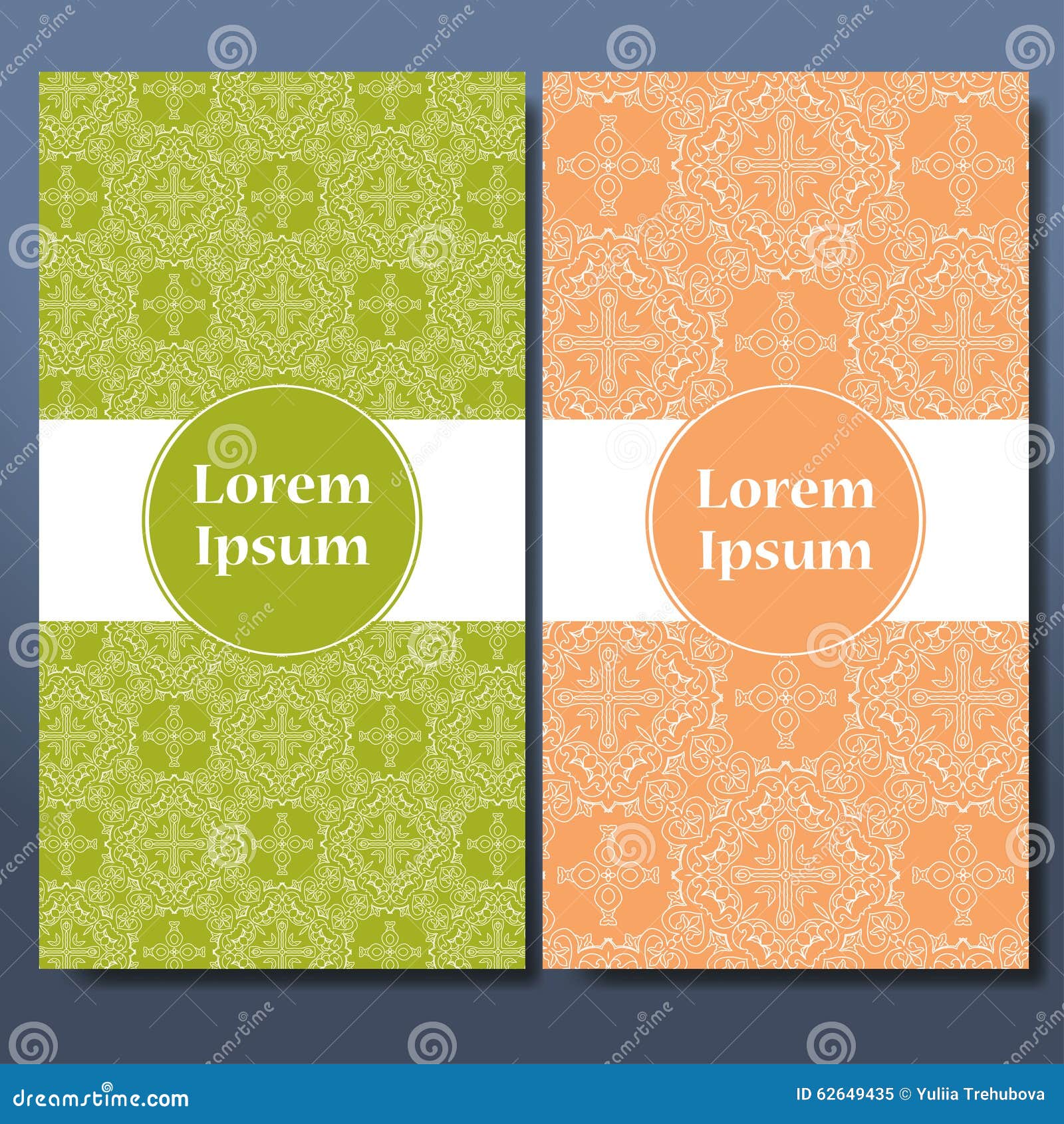 Template Set of Cards. Ornamental Borders and Patterned Background ...
