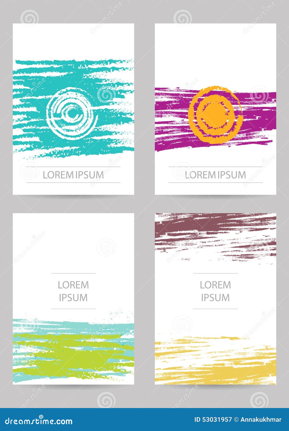 Template. Set of Creative Ink Cards Stock Vector - Illustration of ...