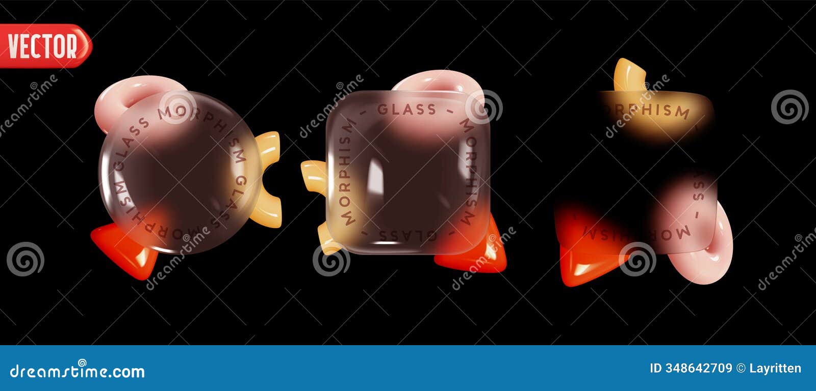 Template Set of Glass Morphism. GlassMorphism Square and Round Frames ...