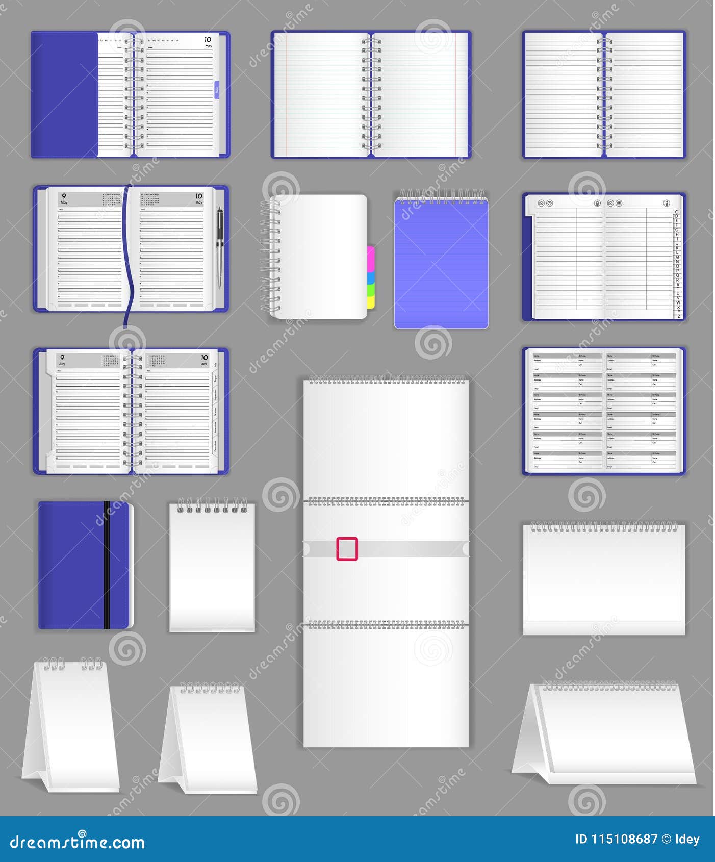 Set of Template, Layout, Realistic Notebook, Organizer, Notepad, Office ...