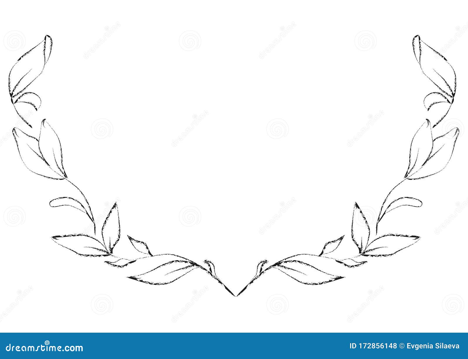 Botanical Sketched Floral Frame. Line Art Hand Drawn Plants. Stock ...