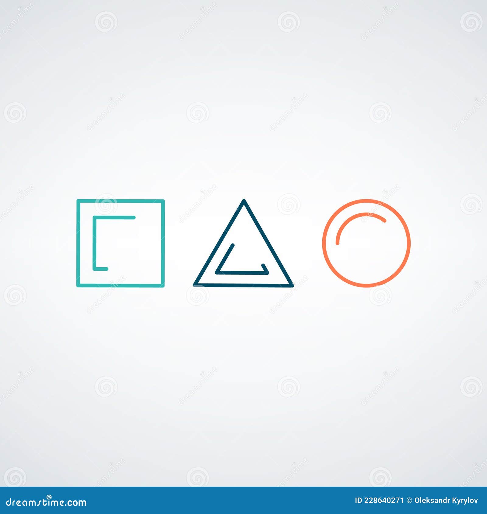 Template of Simple Linear Geometrical Logo with Triangle, Square Circle ...