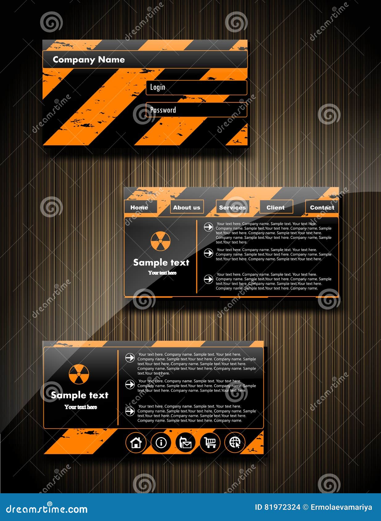 Template Site in Style Danger . Vector Stock Vector - Illustration of ...