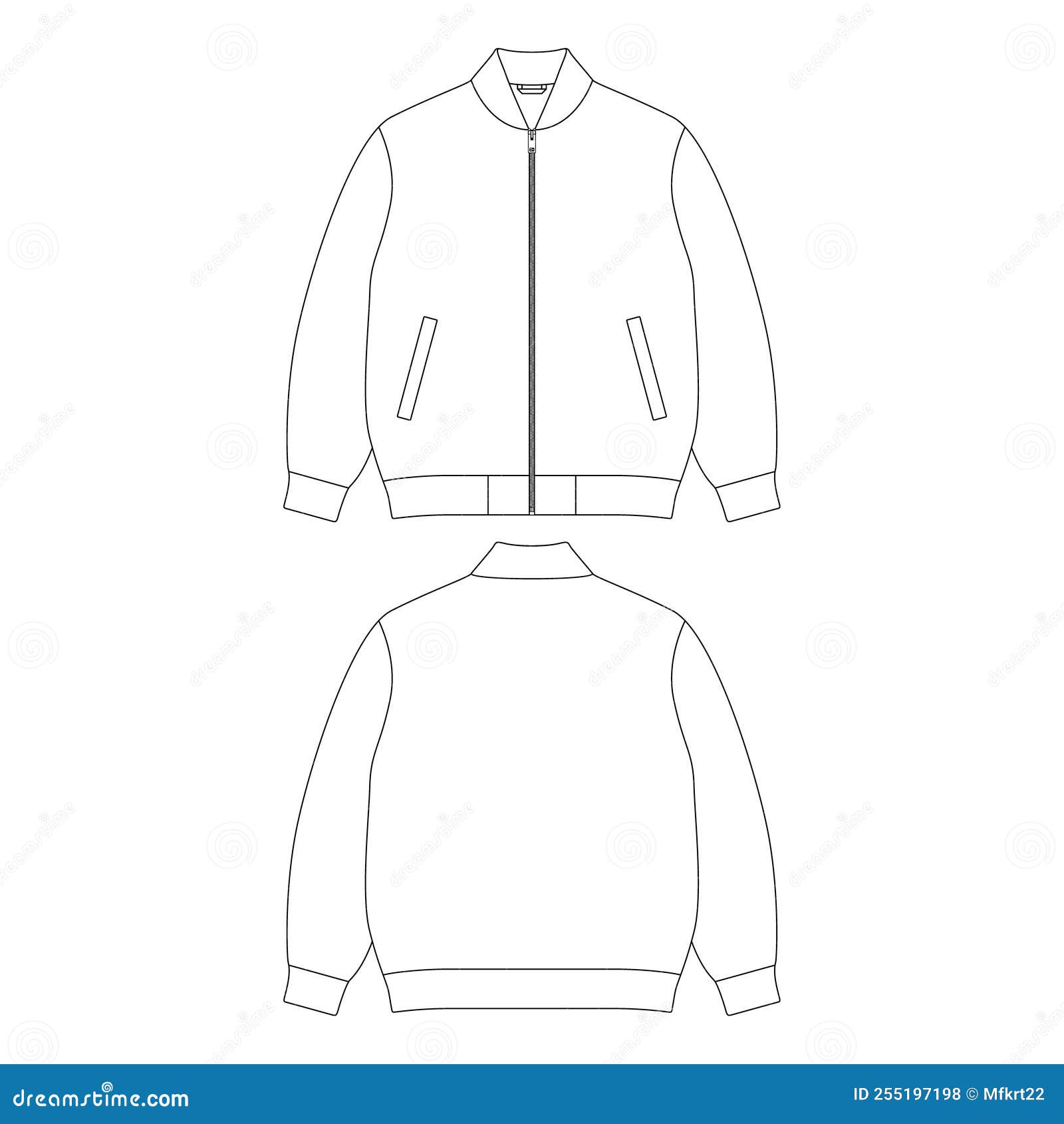 Template Ska Jacket Vector Illustration Flat Design Outline Clothing ...