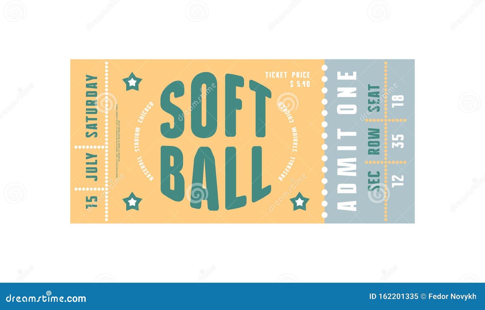 Template of Softball Ticket Stock Vector - Illustration of horizontal ...