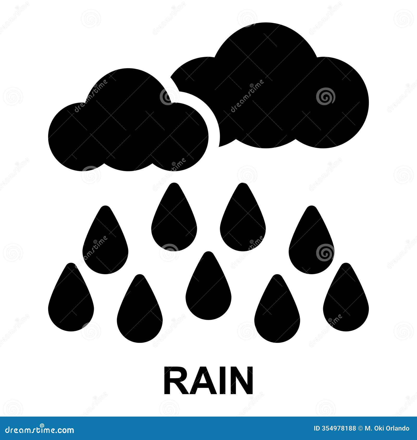 Rain, Rainy, Raining, Raindrops, Cloud, Weather, Water Solid or Glyph ...