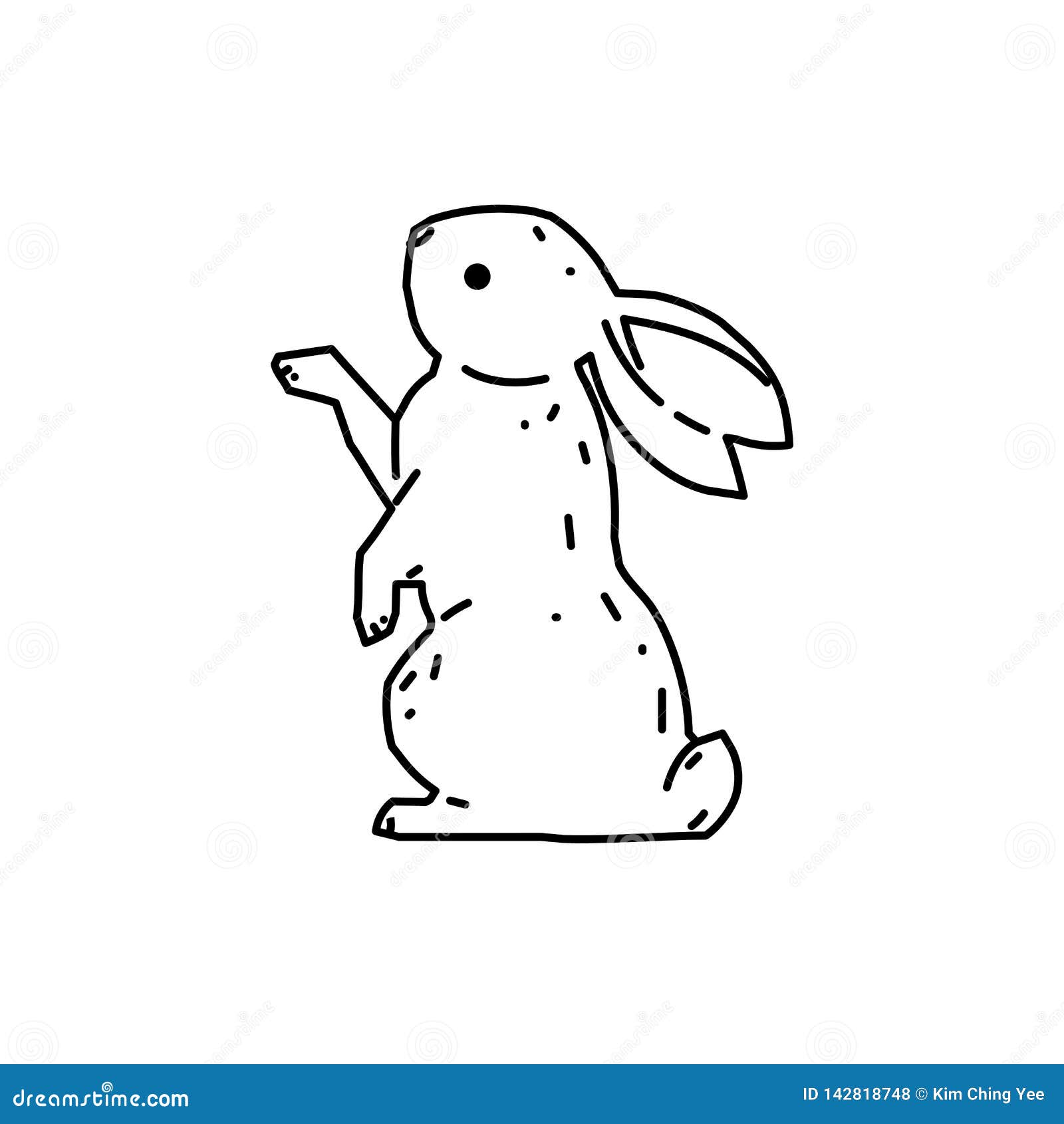 Cute Bunny Rabbit Line Art Vector Drawing, Hand Drawn Minimalism Style ...