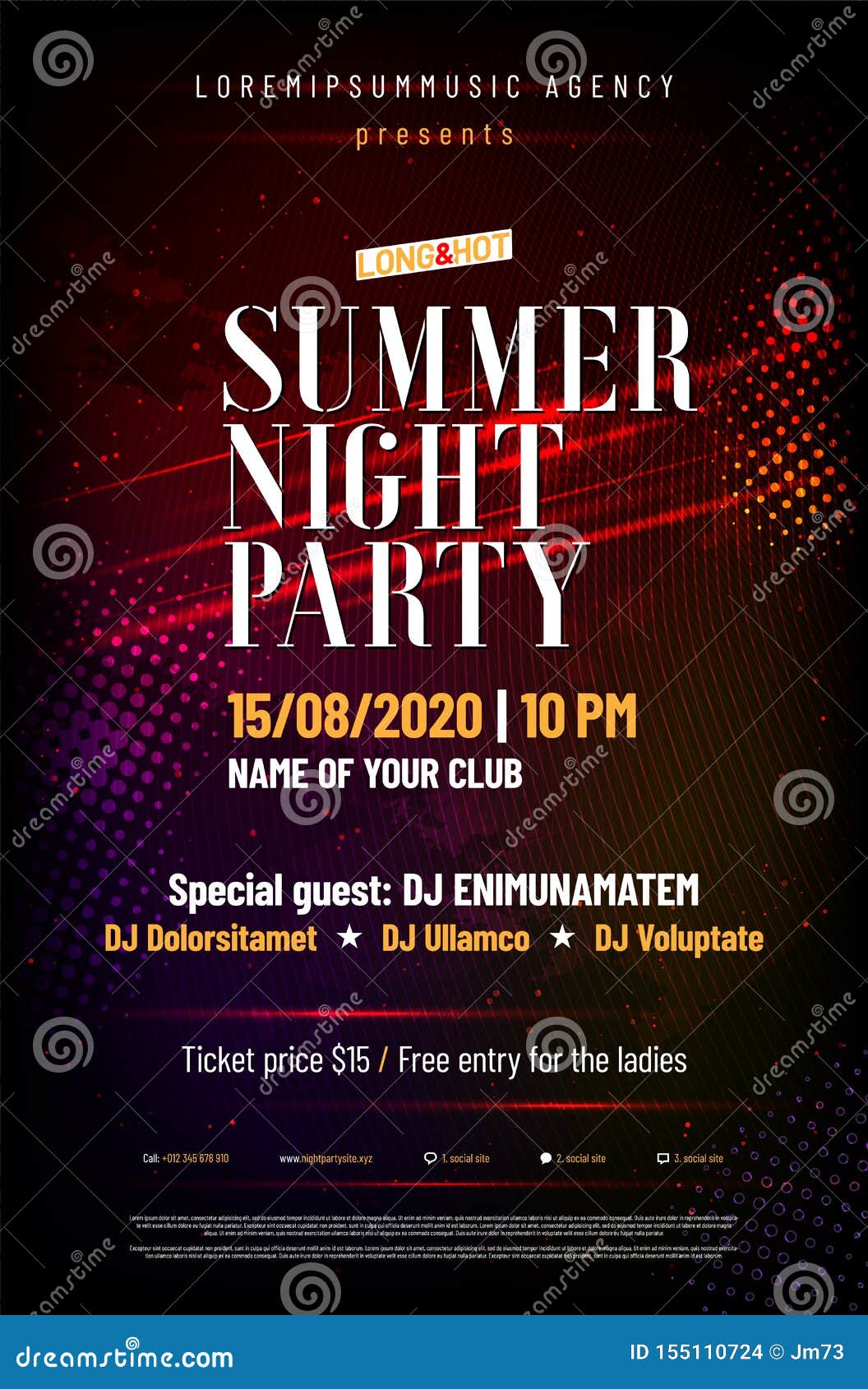Template for Summer Night Party Poster Stock Vector - Illustration of ...