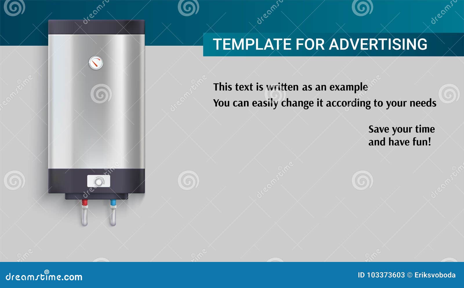 Template with Tank for Water Heating, Advertisement Stock Vector ...