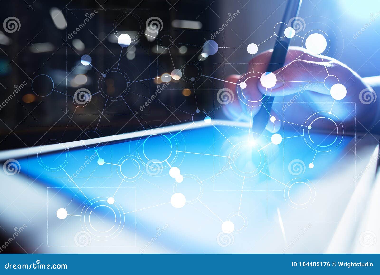 Template for Text, Virtual Screen Background with Icons. Business ...