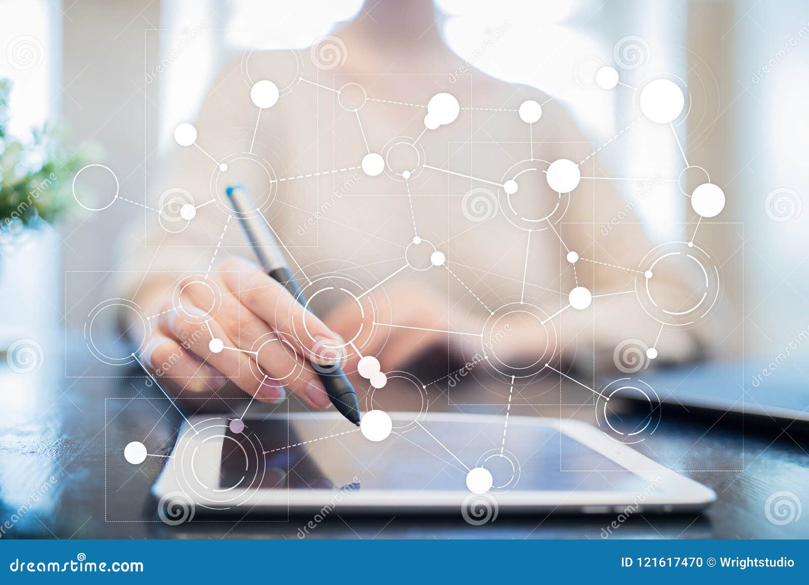 Template for Text, Virtual Screen Background with Icons. Business ...