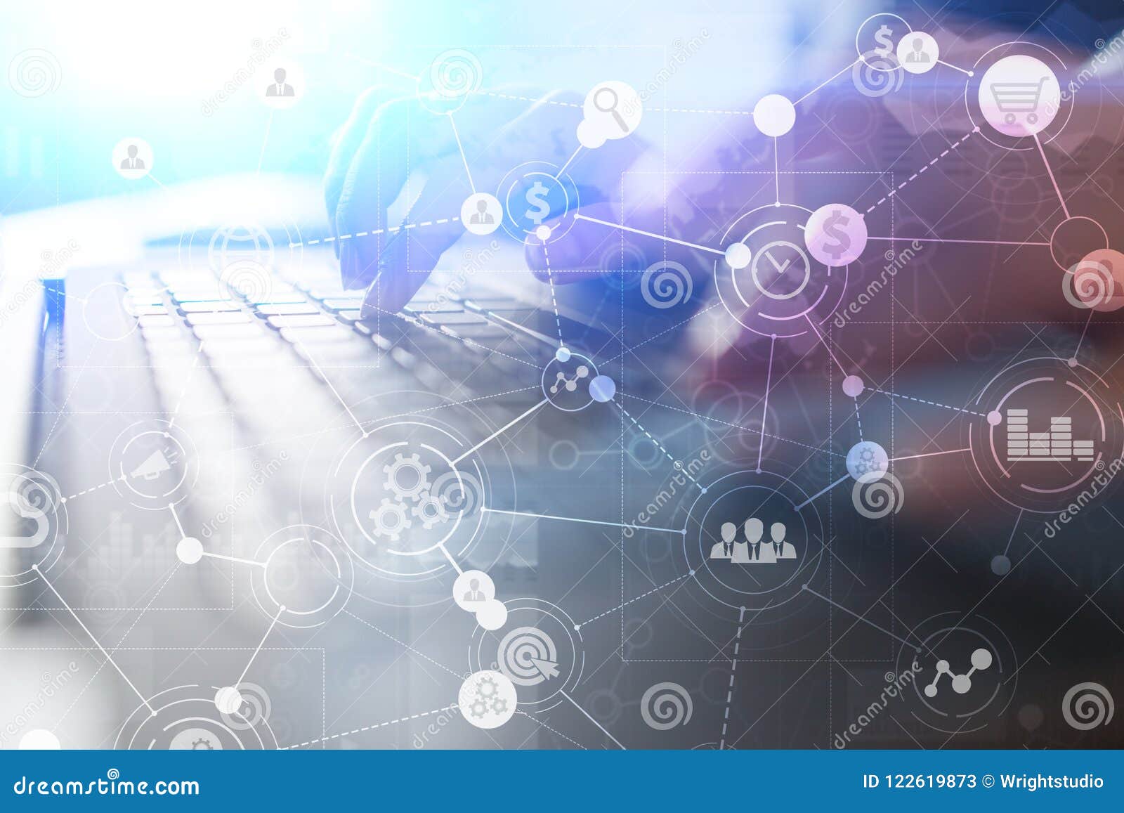 Template for Text, Virtual Screen Background with Icons. Business ...