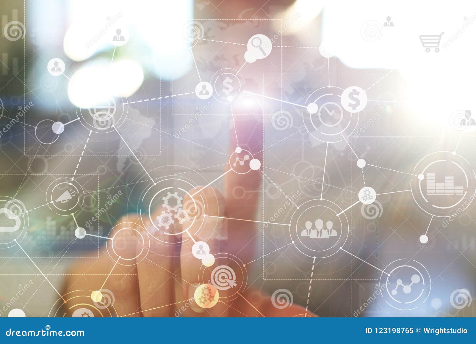 Template for Text, Virtual Screen Background with Icons. Business ...