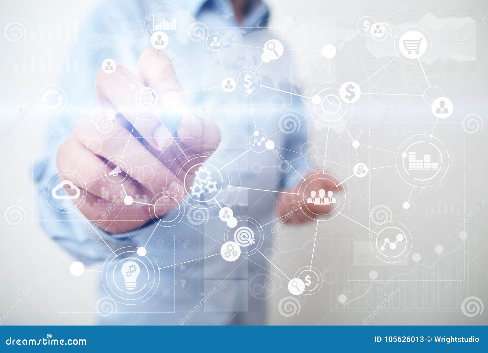 Template for Text, Virtual Screen Background with Icons. Business ...