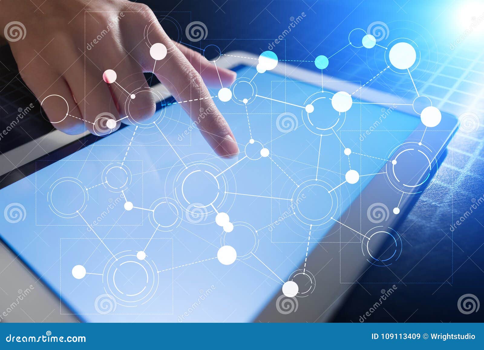 Template for Text, Virtual Screen Background with Icons. Business ...