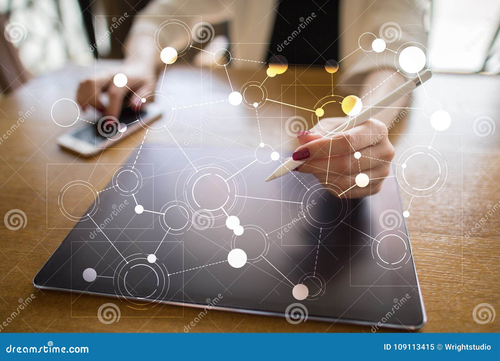 Template for Text, Virtual Screen Background with Icons. Business ...