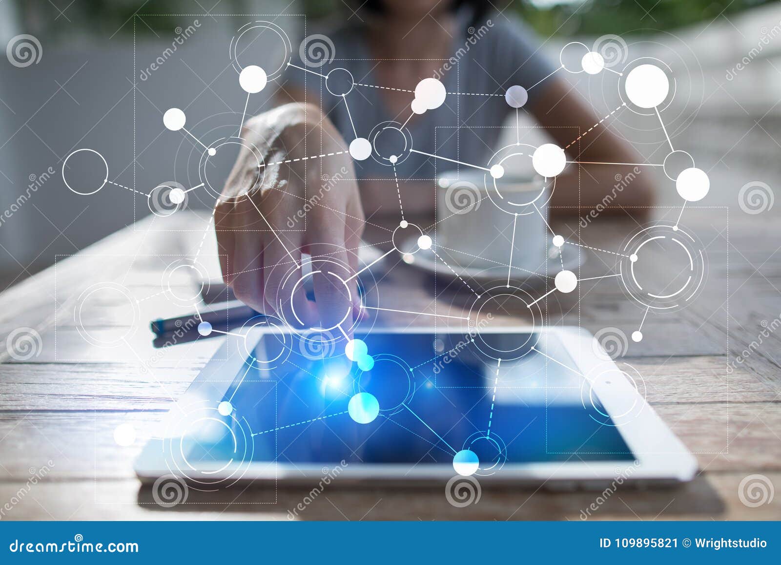 Template for Text, Virtual Screen Background with Icons. Business ...