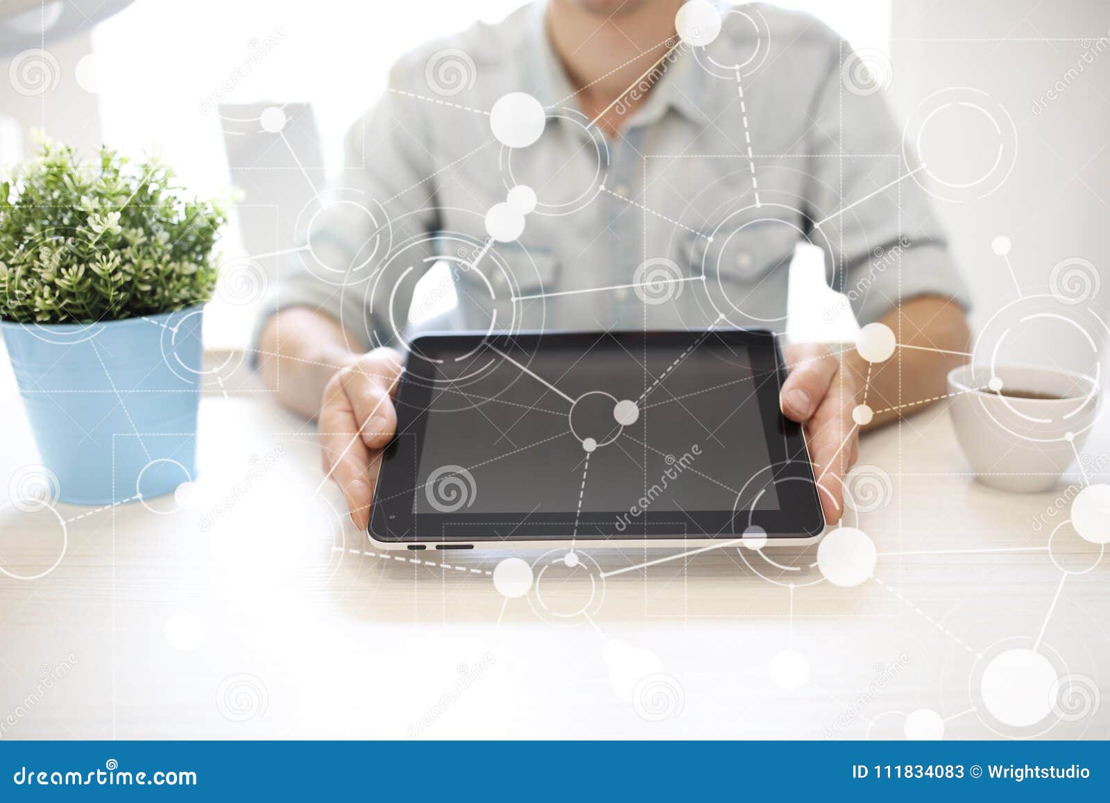 Template for Text, Virtual Screen Background with Icons. Business ...