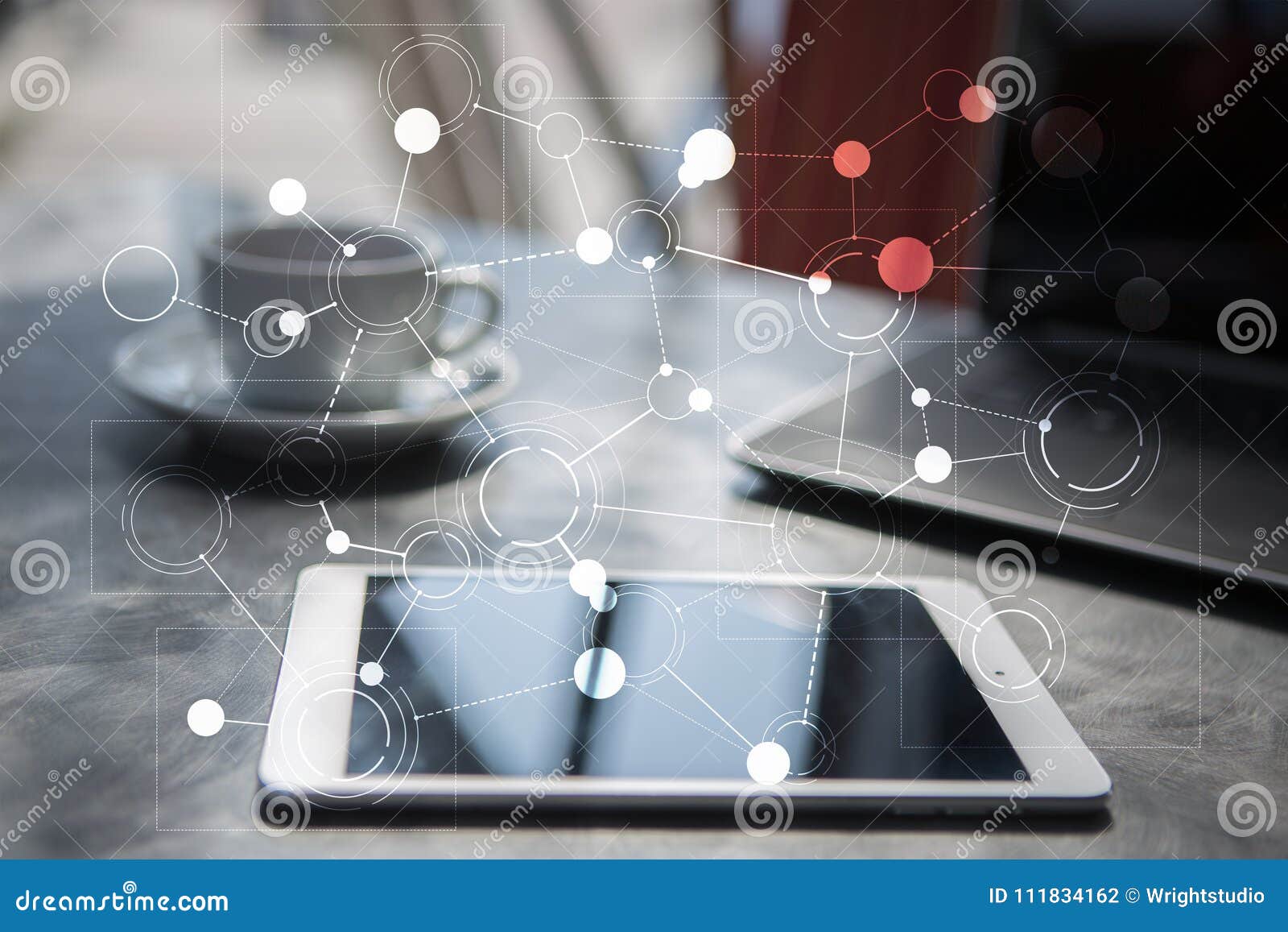 Template for Text, Virtual Screen Background with Icons. Business ...