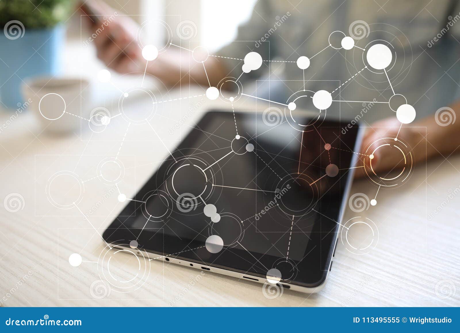 Template for Text, Virtual Screen Background with Icons. Business ...