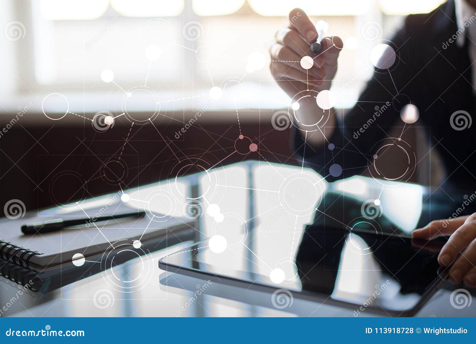 Template for Text, Virtual Screen Background with Icons. Business ...