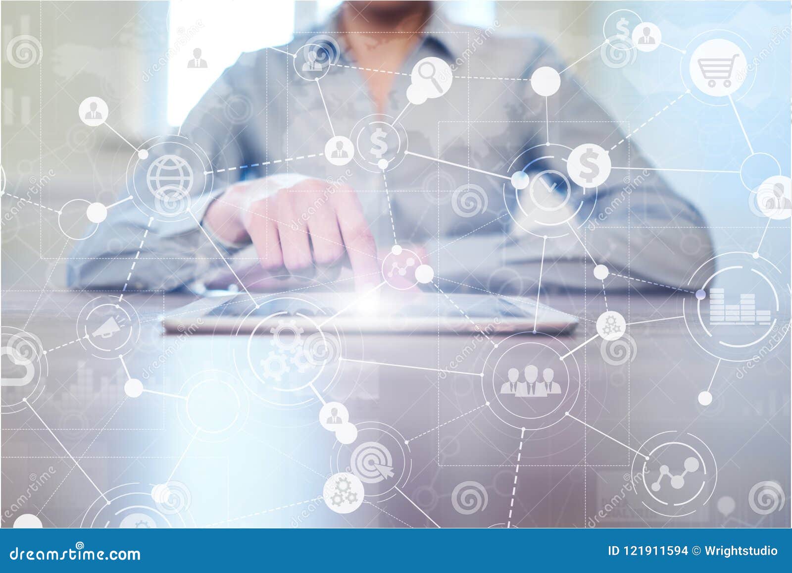 Template for Text, Virtual Screen Background with Icons. Business ...