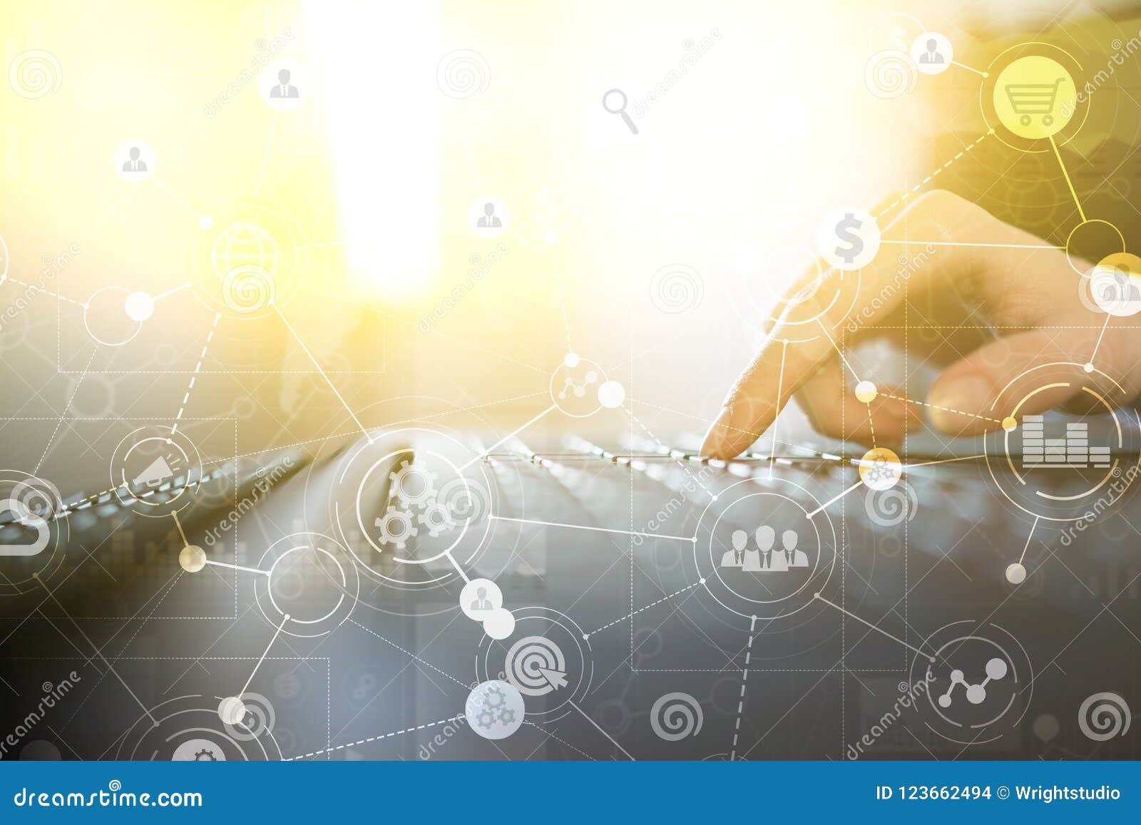 Template for Text, Virtual Screen Background with Icons. Business ...