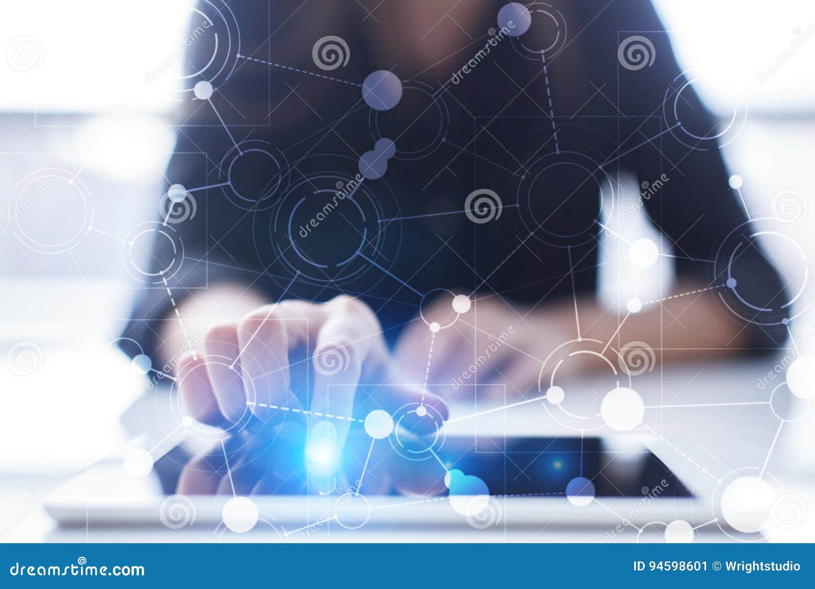 Template for Text, Virtual Screen Background with Icons. Technology ...